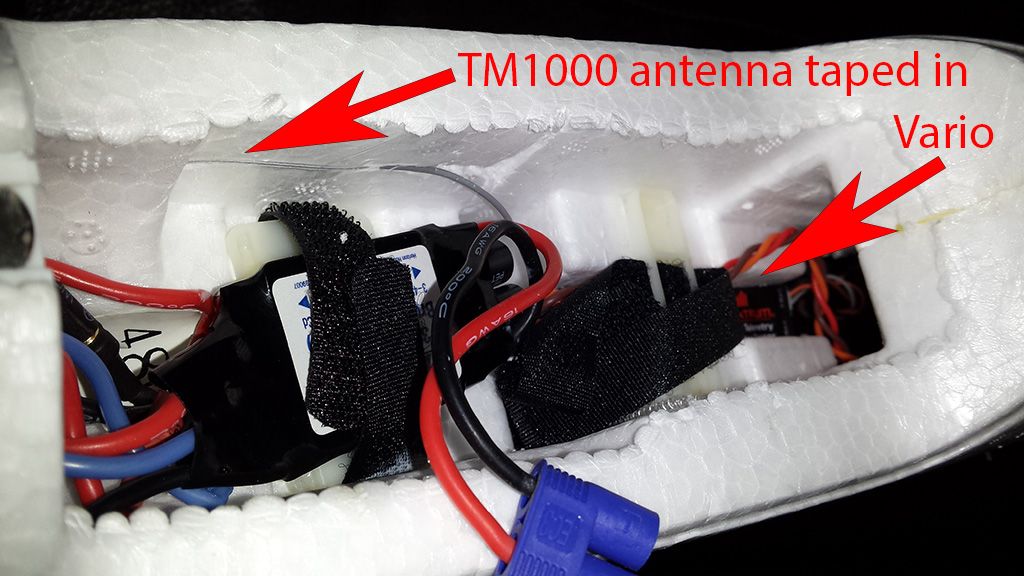 Room for installling telemetry kit into a Parkzone Radian - Spektrum/JR ...