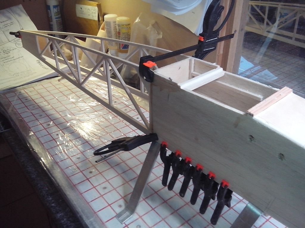 fuselage frames epoxied to the box section tail end only clipped to ...