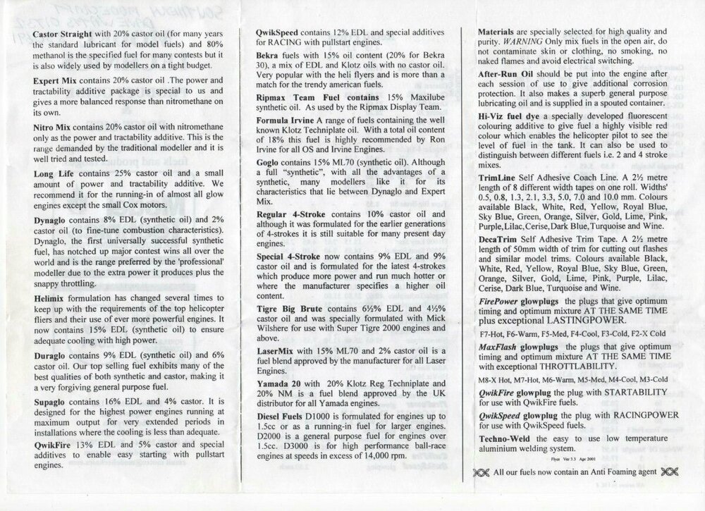 Model Techics Fuel Formulas - All Things Model Flying - RCM&E Home of ...