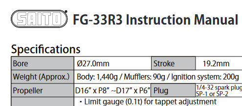 Saito fg 33 r3 - IC Engines - RCM&E Home of Model Flying Forums